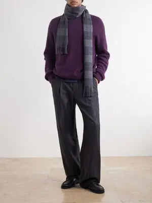 Johnstons Of Elgin Glamis Fringed Checked Cashmere Scarf