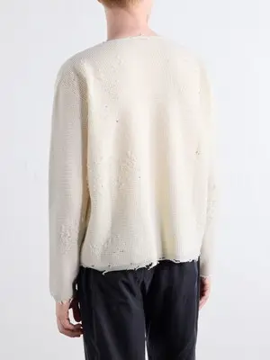 SECOND / LAYER Distressed Waffle-knit Wool And Cashmere-blend Sweater