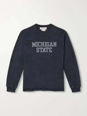 REMI RELIEF Michigan State Printed Cotton-jersey T-shirt - Black