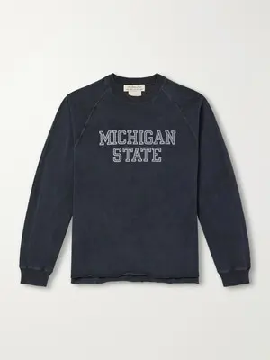 REMI RELIEF Michigan State Printed Cotton-jersey T-shirt - Black