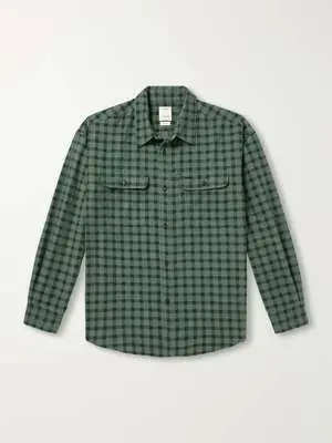 Visvim Langer Checked Brushed Cotton-canvas Shirt - Green
