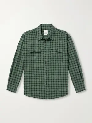 Visvim Langer Checked Brushed Cotton-canvas Shirt - Green