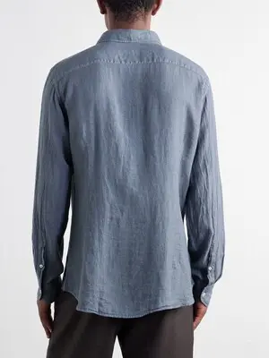Fedeli Nick Slim-fit Cutaway-collar Linen Shirt