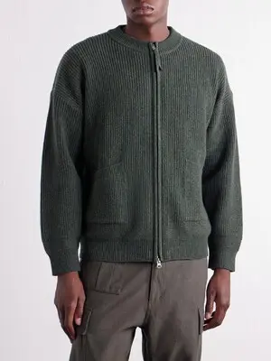 FRIZMWORKS Ribbed-knit Wool-blend Zip-up Cardigan