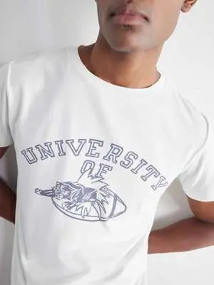 REMI RELIEF University Of Distressed Printed Cotton-jersey T-shirt