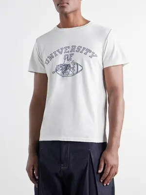 REMI RELIEF University Of Distressed Printed Cotton-jersey T-shirt