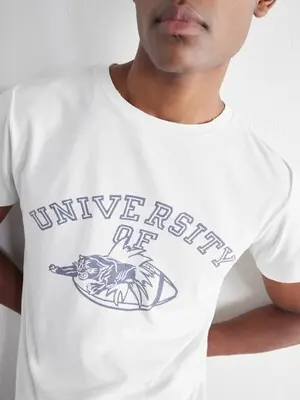REMI RELIEF University Of Distressed Printed Cotton-jersey T-shirt
