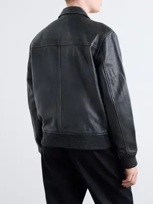 Officine Générale Cesario Grained Leather Jacket