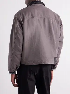 FRIZMWORKS Distressed Leather-trimmed Cotton-canvas Jacket - Brown