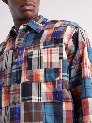 FRIZMWORKS Patchwork Checked Cotton Shirt