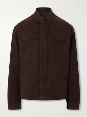 Altea Godfrey Padded Garment-dyed Stretch-cotton Twill Overshirt - Brown