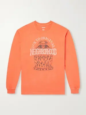 NEIGHBORHOOD Logo-print Cotton-jersey T-shirt - Orange