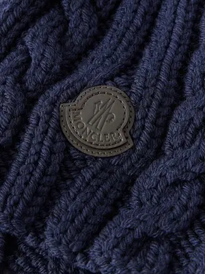 Moncler Logo-appliqué Cable-knit Virgin Wool Scarf
