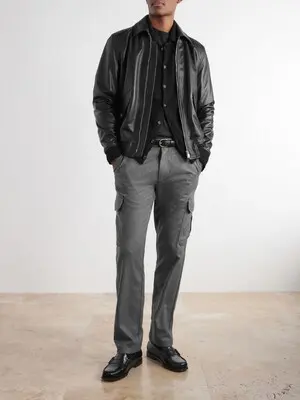Mr P. Straight-leg Wool-flannel Cargo Trousers - Gray