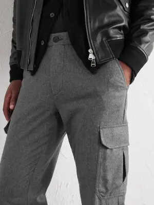 Mr P. Straight-leg Wool-flannel Cargo Trousers - Gray