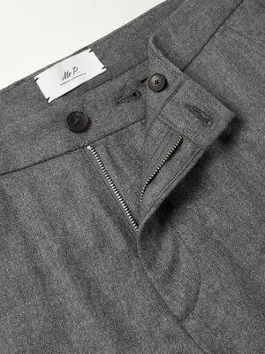 Mr P. Straight-leg Wool-flannel Cargo Trousers - Gray