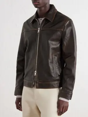 Mr P. Distressed Leather Jacket
