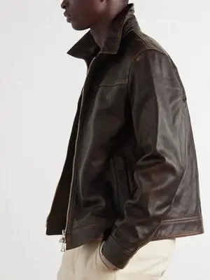 Mr P. Distressed Leather Jacket