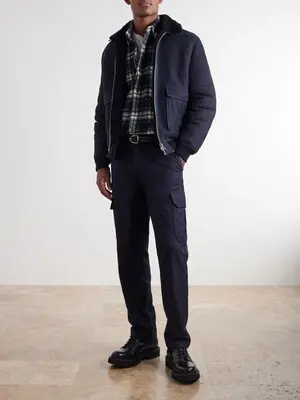 Mr P. Straight-leg Wool-flannel Cargo Trousers - Blue