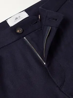 Mr P. Straight-leg Wool-flannel Cargo Trousers - Blue