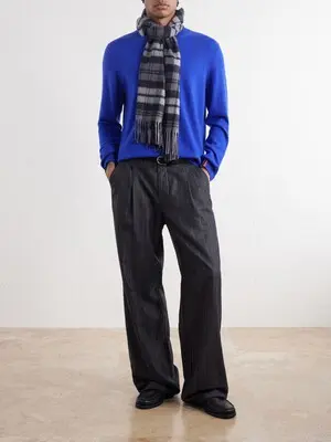 Johnstons Of Elgin Fringed Checked Cashmere Scarf