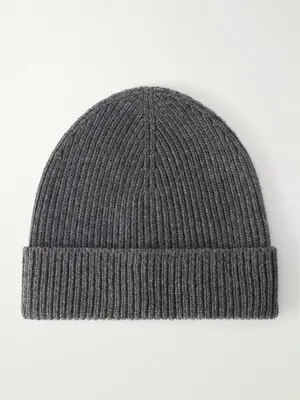 Johnstons Of Elgin Ribbed Cashmere Beanie - Gray