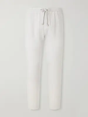 Fedeli Straight-leg Linen Drawstring Trousers - Gray