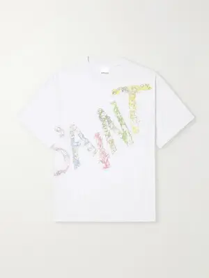 SAINT MXXXXXX Coco Star Sims Distressed Printed Cotton-jersey T-shirt - White