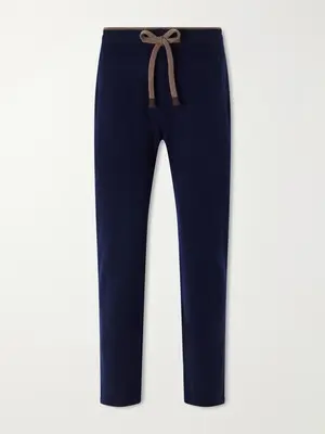 Fedeli Davis Tapered Cashmere Drawstring Sweatpants - Blue