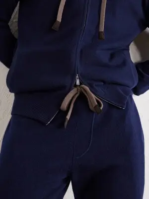 Fedeli Davis Tapered Cashmere Drawstring Sweatpants - Blue