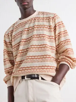 CORRIDOR Striped Pointelle-knit Sweater