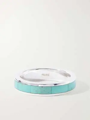 PEYOTE BIRD Infinity Sterling Silver And Turquoise Ring - Blue