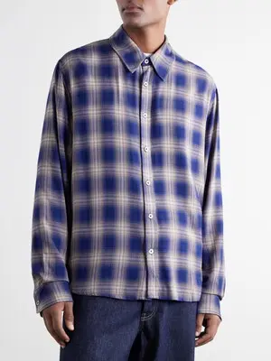 CORRIDOR Mirabelle Checked Rayon Shirt - Blue