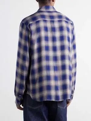 CORRIDOR Mirabelle Checked Rayon Shirt - Navy
