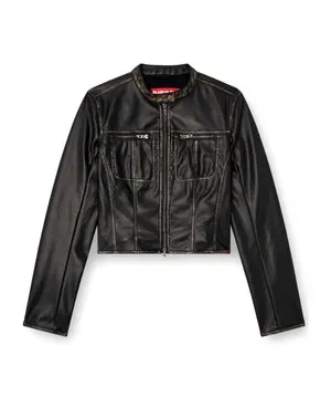 DIESEL® G-lobe Zipped Biker Jacket - Black