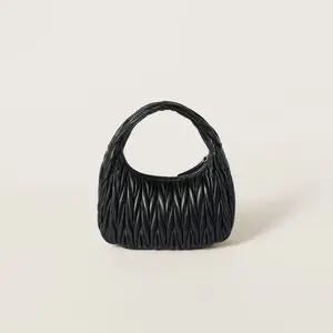 Miu Miu Wander Matelassé Nappa Leather Hobo Bag - Black