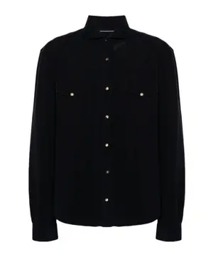 Brunello Cucinelli Long-sleeved Button-up Shirt - Navy Blue