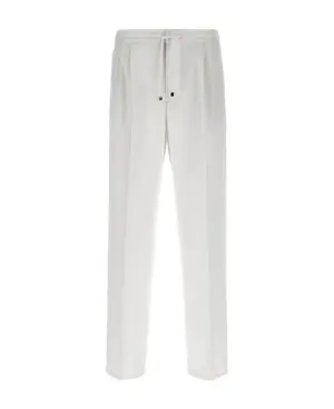 Brunello Cucinelli Pleat-detailed Drawstring Trousers - White