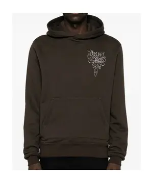 Amiri Lasso Crystal-embellished Hoodie - Dark Brown