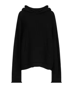 MAISON MARGIELA Solid-color Mid-weight Knit Hoodie - Black