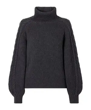 JOSEPH Alodina Ribbed Wool Turtleneck Sweater - Charcoal-grey