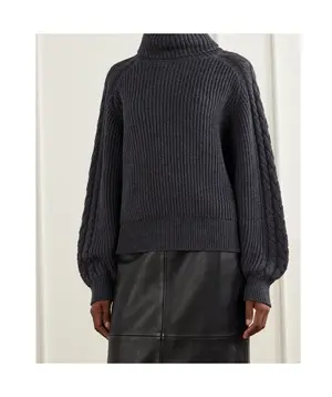 JOSEPH Alodina Ribbed Wool Turtleneck Sweater - Charcoal-grey