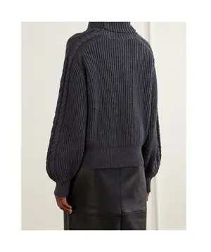 JOSEPH Alodina Ribbed Wool Turtleneck Sweater - Charcoal-grey