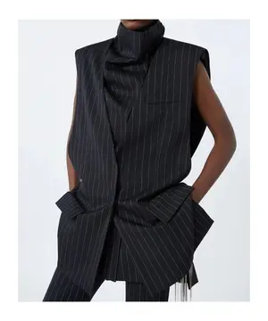 Sportmax Sleeveless Pinstripe Wool Jacket