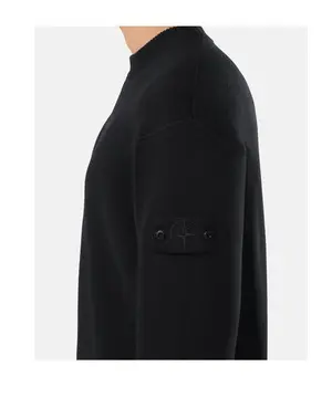 Stone Island Regular-fit Crewneck Jumper With Ribbed Trims - Black