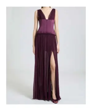 Ermanno Scervino Pleated Silk Crepe Gown
