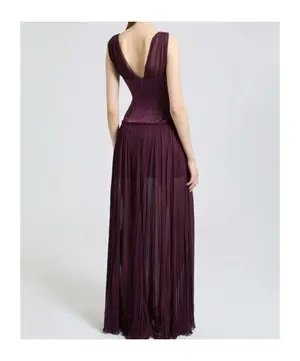Ermanno Scervino Pleated Silk Crepe Gown
