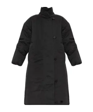 Studio Nicholson Long Down Coat With An Asymmetrical Button Closure - Black