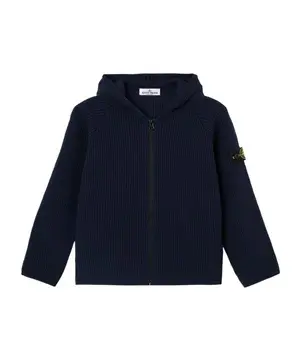 Stone Island Compass-patch Waffle-knit Hoodie - Navy Blue