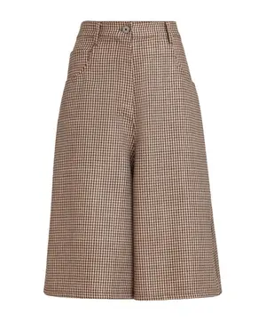 Brunello Cucinelli Monili Houndstooth Wool Shorts - Brown